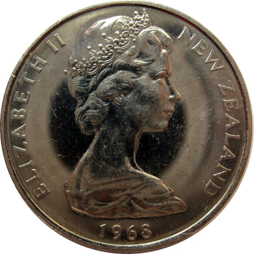 New Zealand 10 Cents (One Shilling) "Elizabeth II (2nd portrait)" 1967 ...