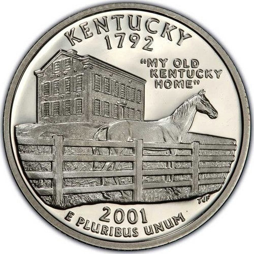 USA Silver Quarter Dollar "Kentucky" 2001 coin value KM# 322a ...