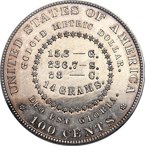 USA 100 Cents "Pattern Goloid Metric Dollar" 1880 coin value ...