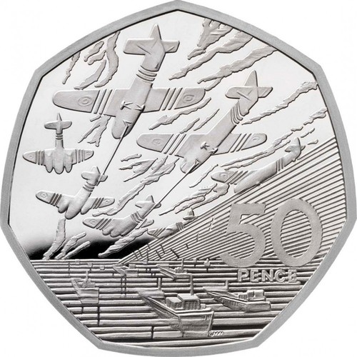 Great Britain Silver 50 Pence "Planes (Piedfort)" 2019 coin value ...