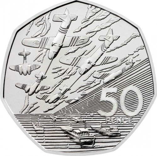 Great Britain Silver 50 Pence "Planes (Piedfort)" 2019 coin value ...