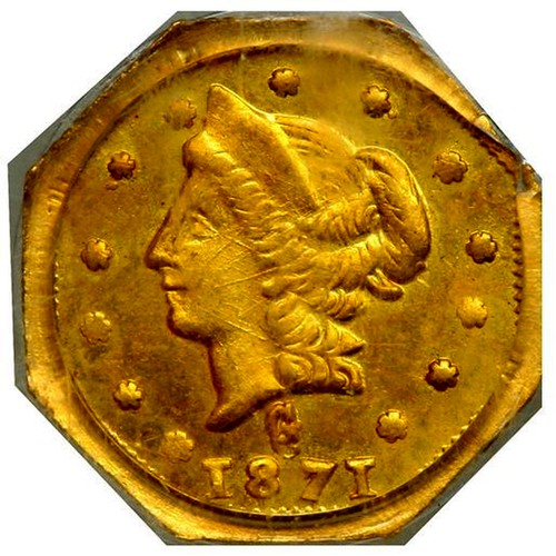 USA Gold Half dol. "Liberty head Octagonal" 1854-1868 coin value KM# 8. ...