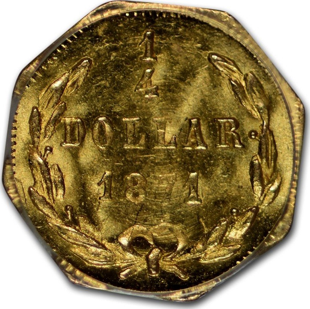 USA 1/4 Dollar "Liberty Octagonal" 1870-1876 coin value KM# 1.8 ...