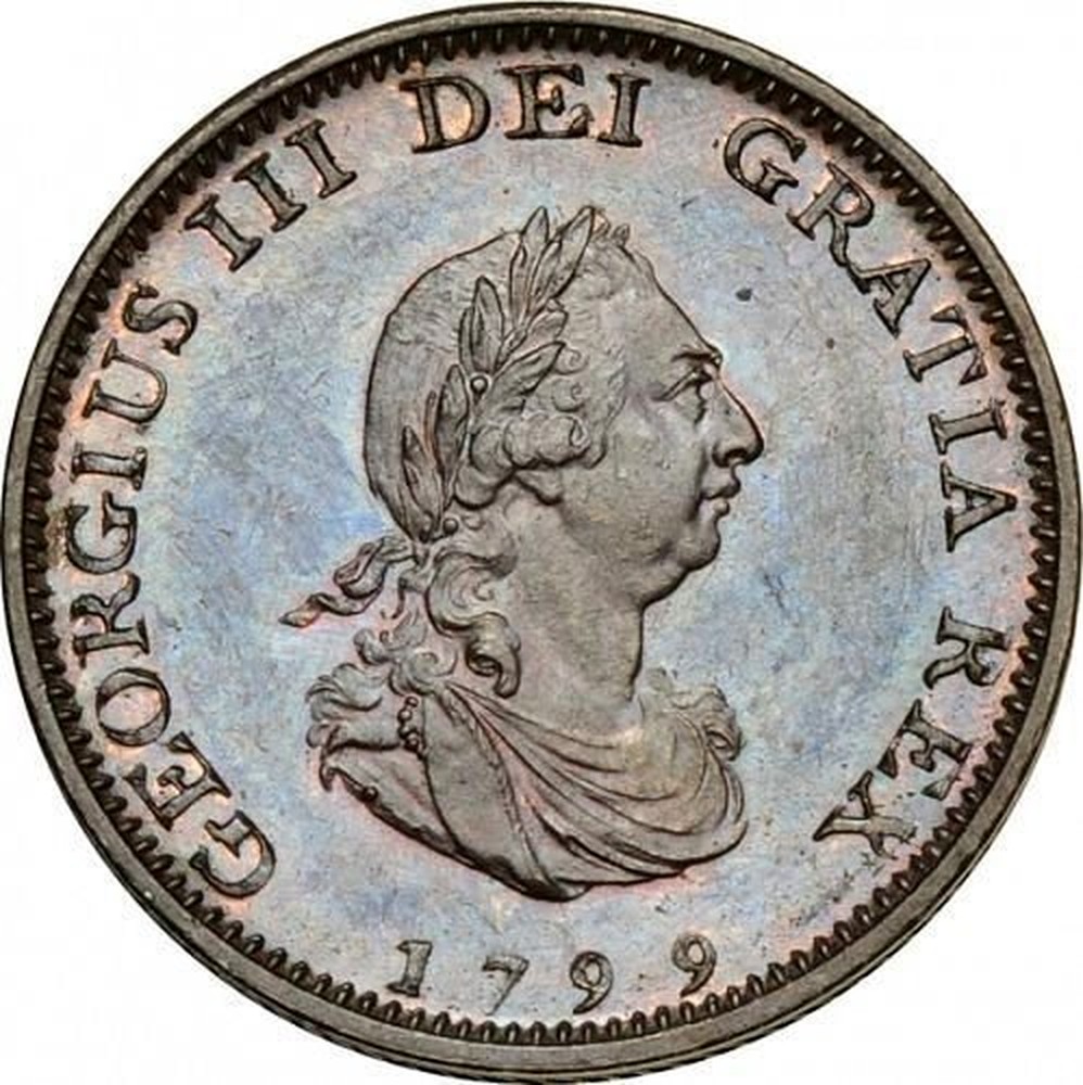 Great Britain 1 Farthing "George III" 1799 coin value KM# 646 ...