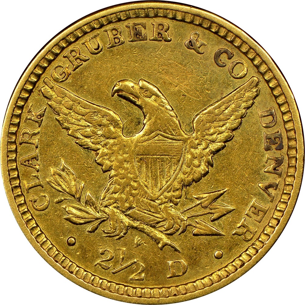 USA Gold Ten D. "Clark Gruber Colorado Gold Rush" 1860 coin value KM ...