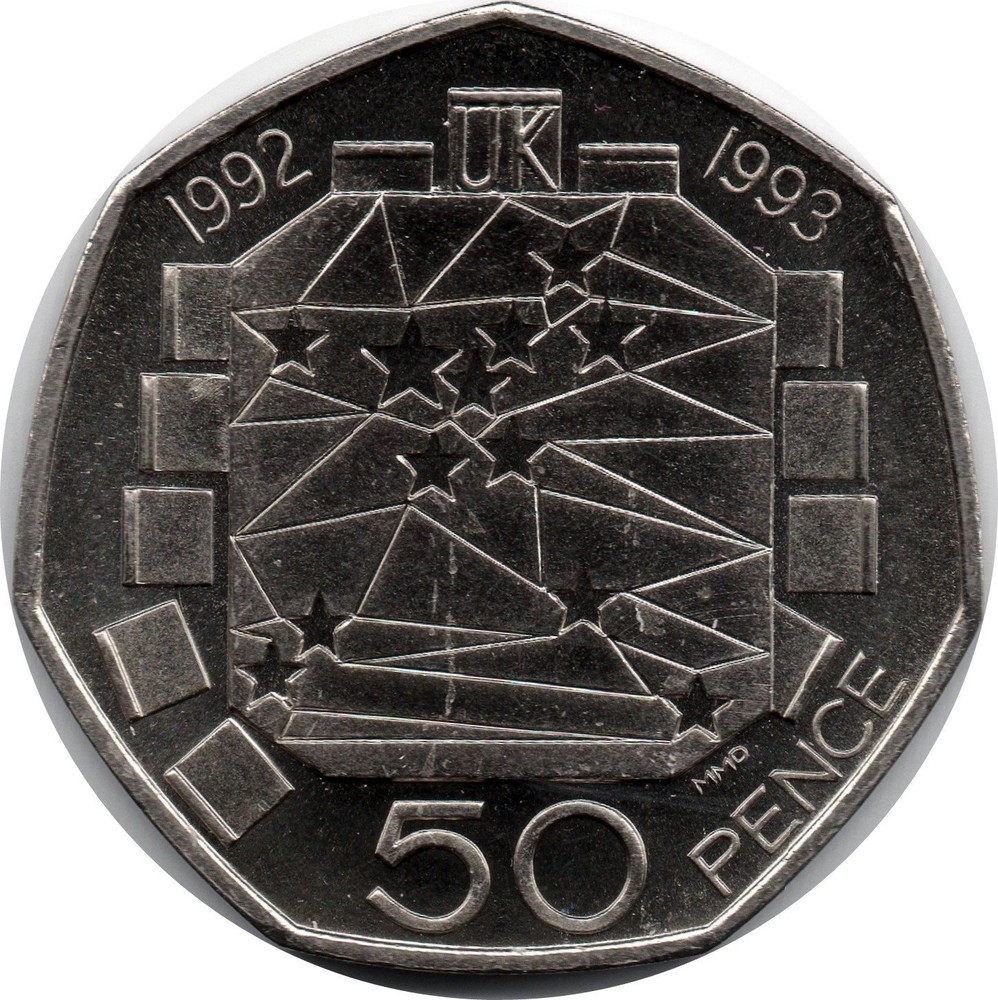 Great Britain 50 Pence "European Community" 1992 coin value KM# 963 ...