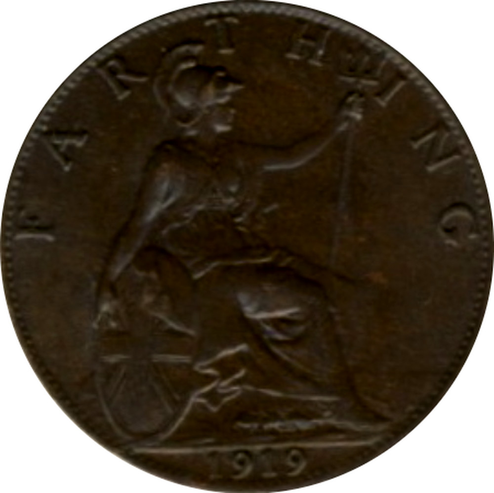 Great Britain Farthing "George V" 1918-1925 coin value KM# 808.2 ...