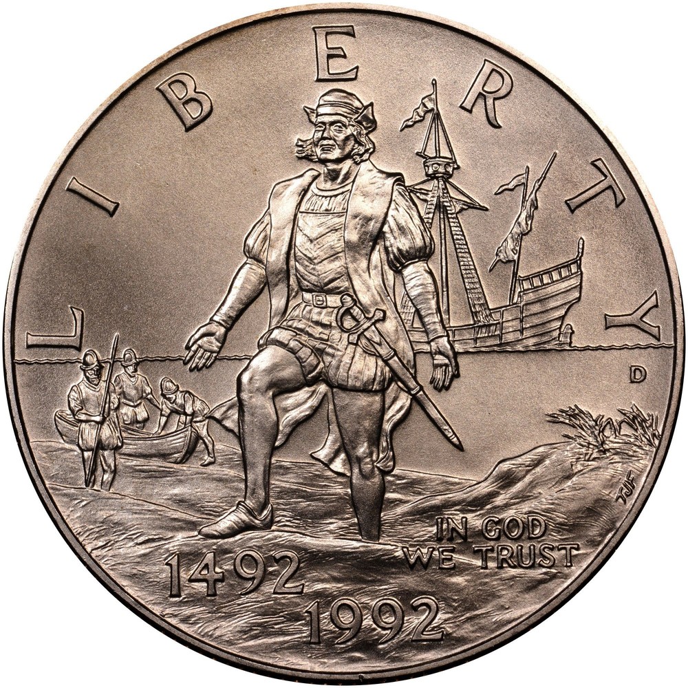USA Silver Dollar "Columbus discovery - 500th anniversary" 1992 coin ...