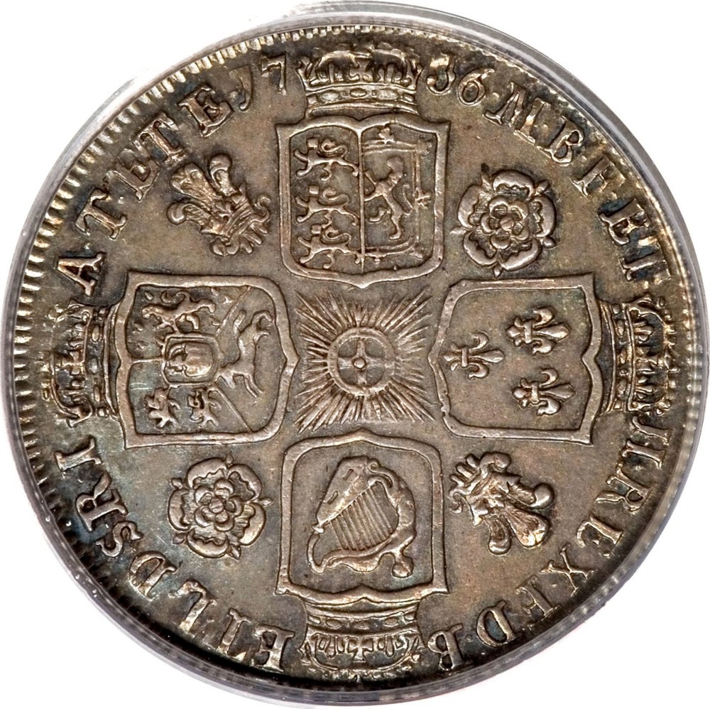 Great Britain Silver Crown "George II Roses and plumes" 1732-1736 coin ...