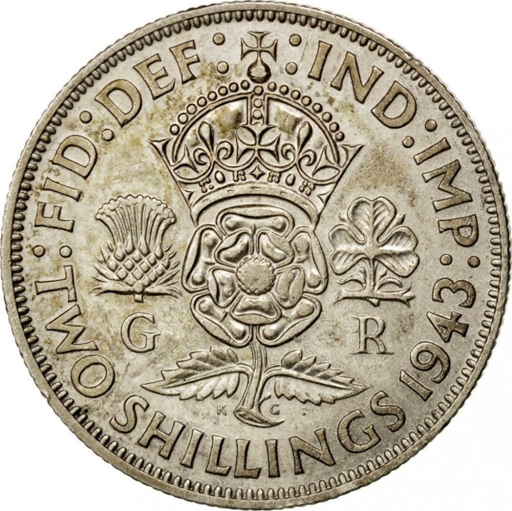 Great Britain Two Shillings "Florin" 1949-1951 coin value KM# 878 ...