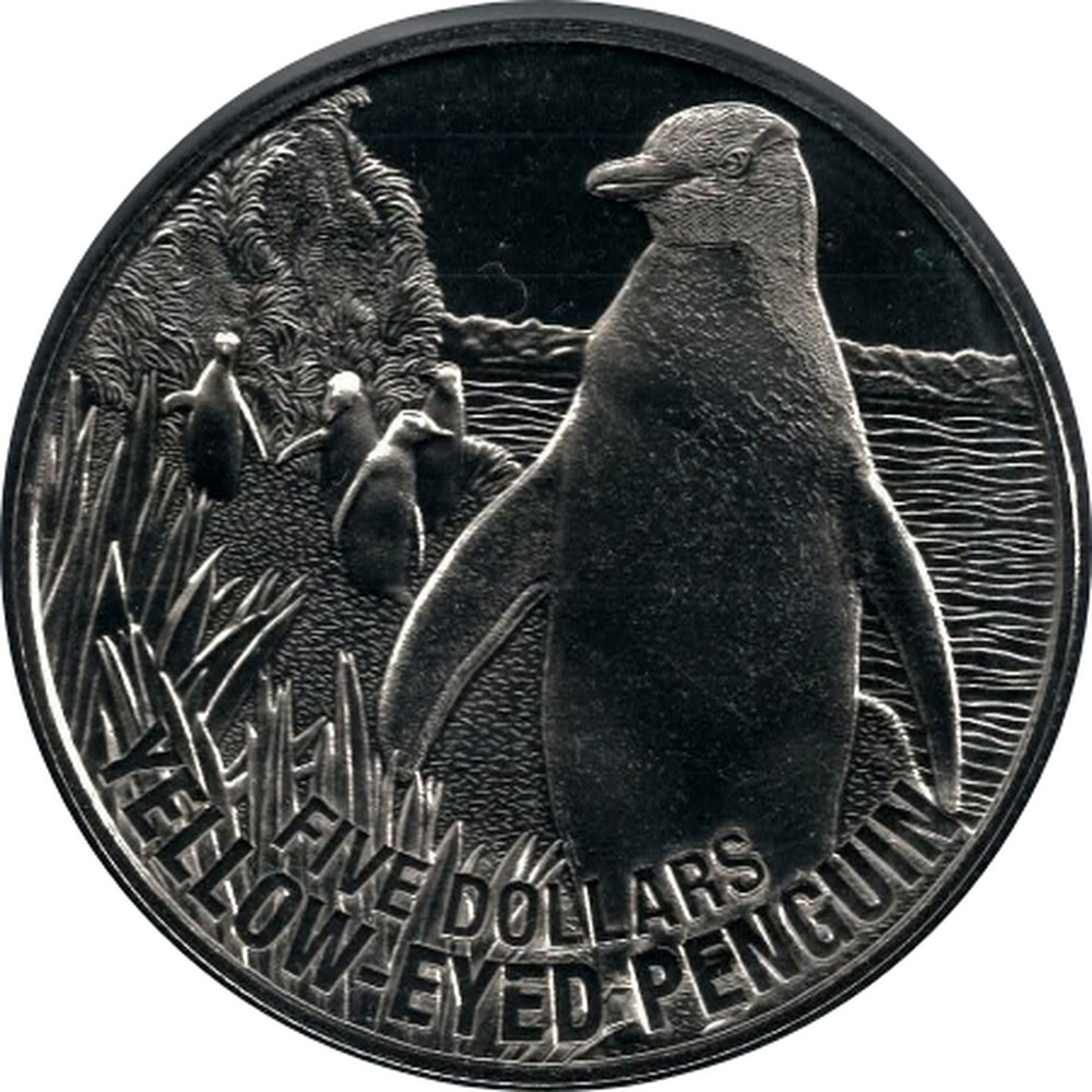 New Zealand Silver One Dollar "Yellow-eyed Penguin" 1988 coin value KM ...