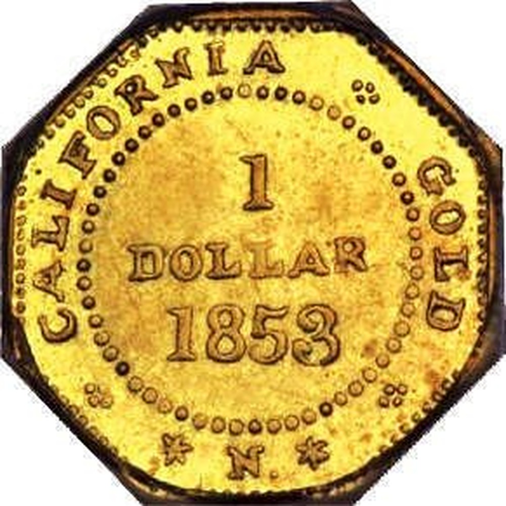 USA Gold 1 Dollar "California Liberty (Octagonal)" 1853-1863 coin value ...