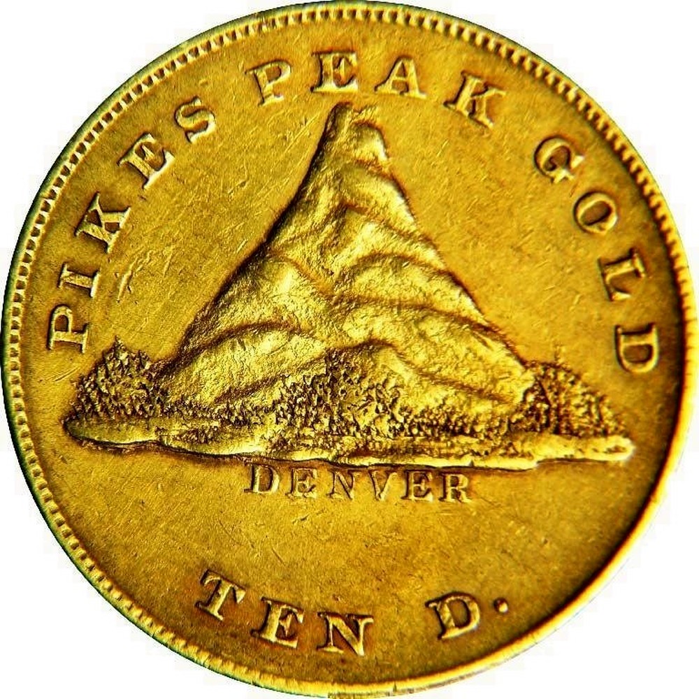 USA Gold Ten D. "Clark Gruber Colorado Gold Rush" 1860 coin value KM ...