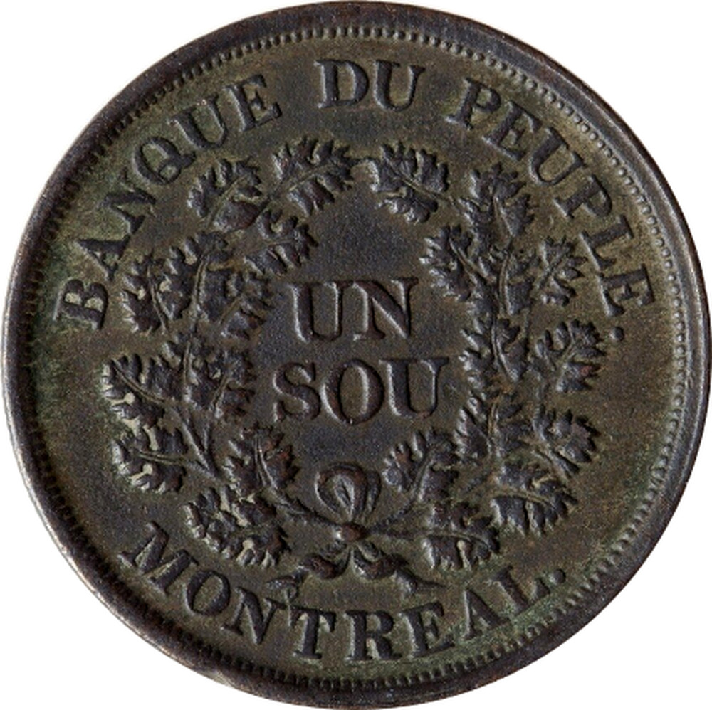 Canadian Sou "Banque du Peuple" 1837-1838 coin value KM# Tn3 ...