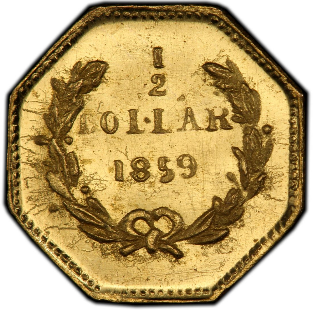 USA Gold 1/2 Dollar "Liberty Octagonal" 1859-1871 coin value KM# 8.4 ...