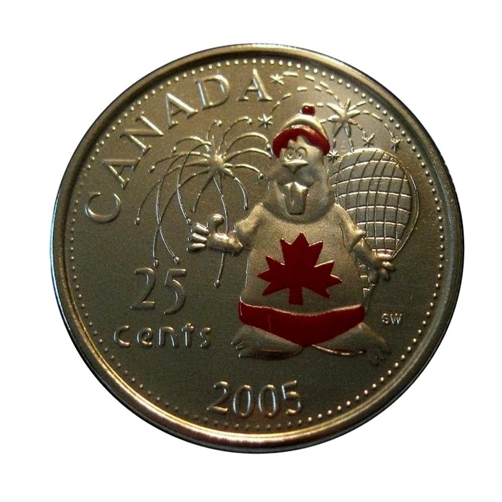 Canadian 25 Cents "Canada Day Coloured Coin" 2003 coin value KM# 474 ...