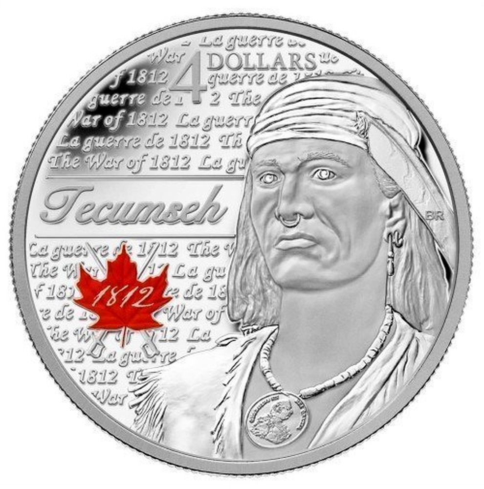 Canadian 25 Cents "War of 1812 - Tecumseh" 2012 coin value KM# 1324 ...