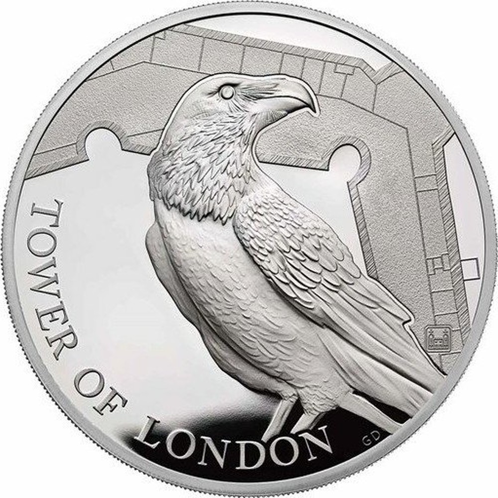 Great Britain Silver 5 Pounds "Legend of the Ravens (Piedfort)" 2019 ...