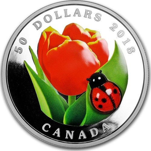 Canadian Silver 20 Dollars "Tulip with Ladybug" 2011 coin value KM ...