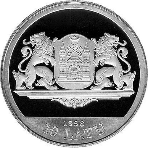 Latvian Silver 10 Latu "Riga 800" 1998 coin value KM# 30 | coinscatalog.NET