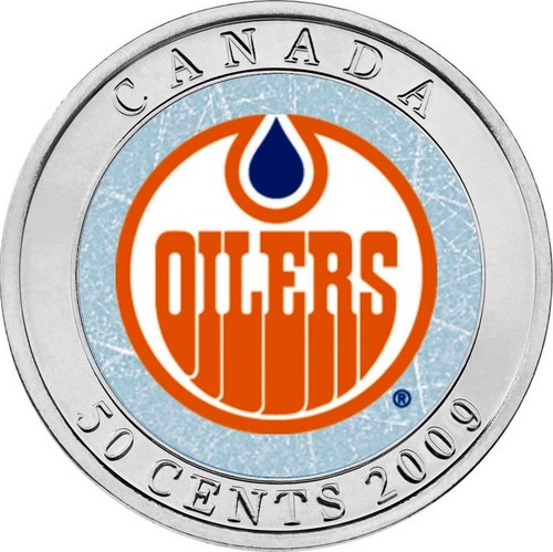 Canadian Silver 50 Cents "Edmonton Oilers" 2009 coin value KM# 846 ...
