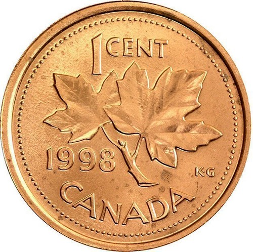 Canadian 1 Cent Elizabeth II 1998 2001 Coin Value KM 289a Canadian 1 Cent Elizabeth II 1998 2001 Coin Value KM 289a