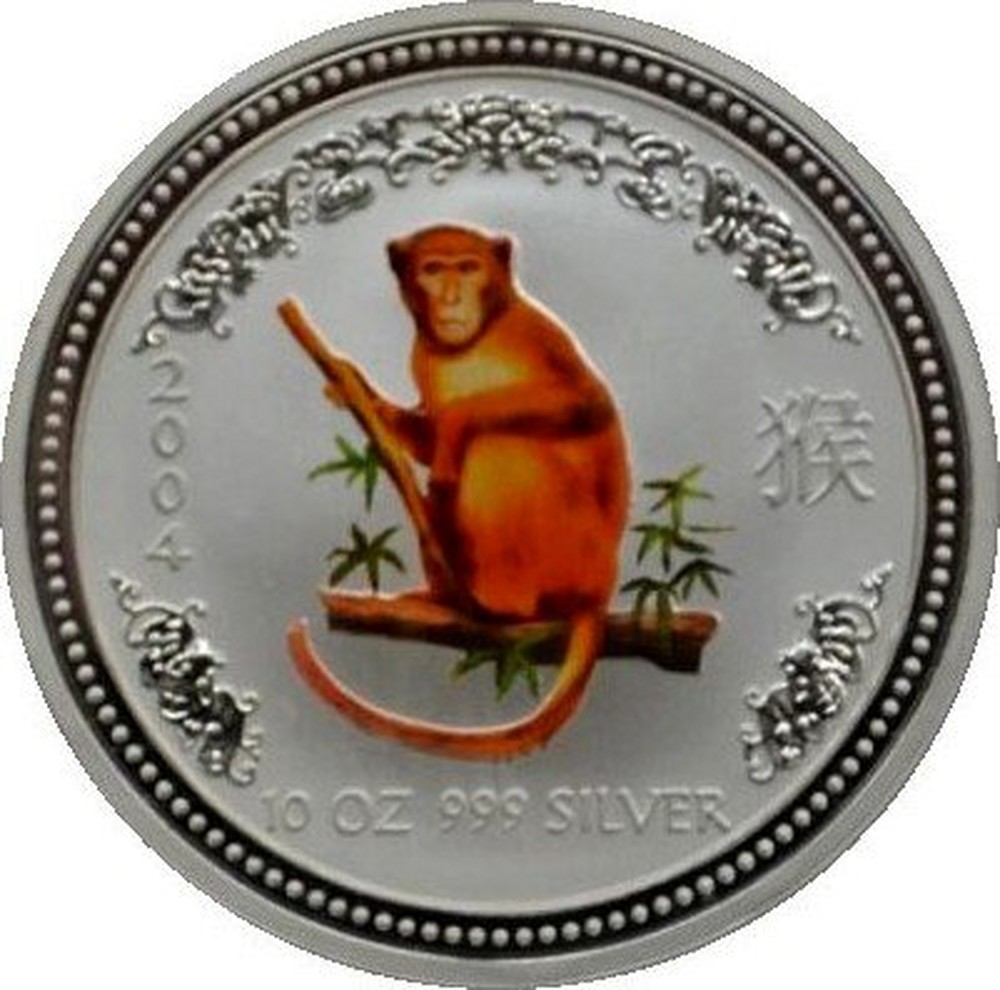 Australian 1 Kilo Silver 30 Dollars "Year of the Monkey - Colored" 2004 ...