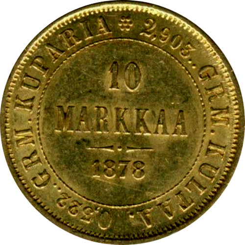 Finnish Gold 10 Markkaa "Wide eagle" 1879-1913 coin value KM# 8.2 ...