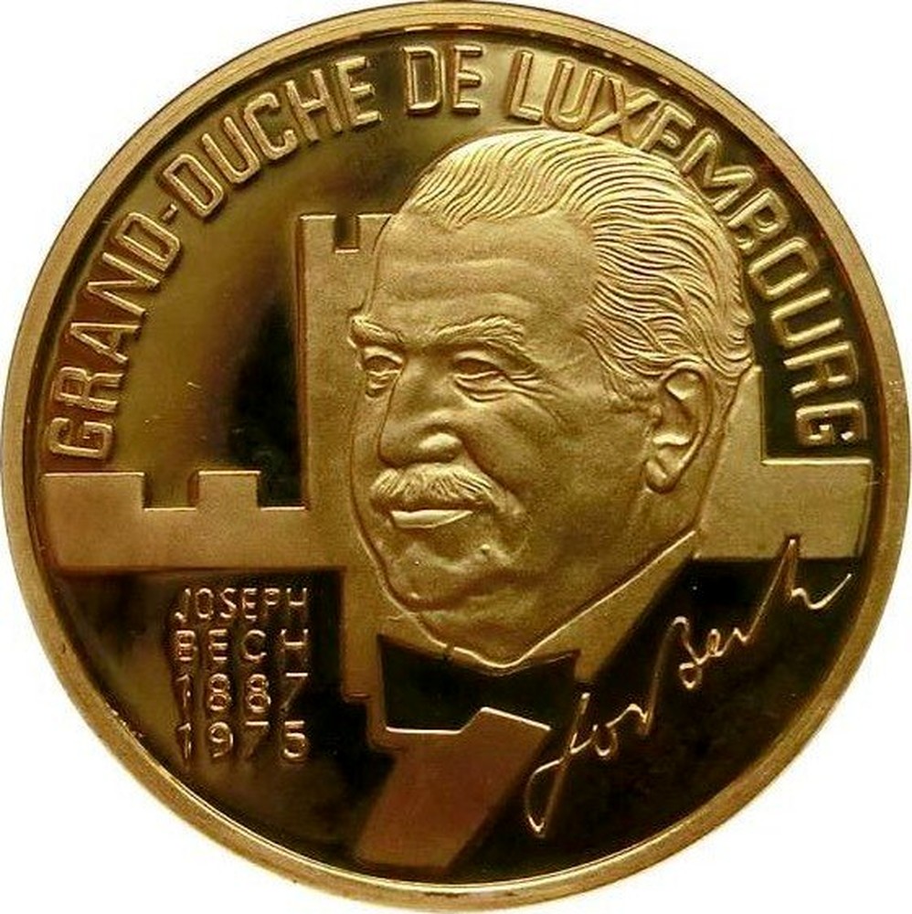 Luxembourgish Gold 250 ECU "Joseph Bech" 1993 coin value X# 38 ...