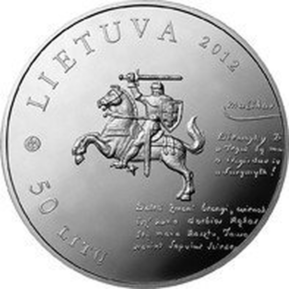 Lithuanian Silver 50 Litu "Kristijonas Donelaitis" 2014 coin value KM ...
