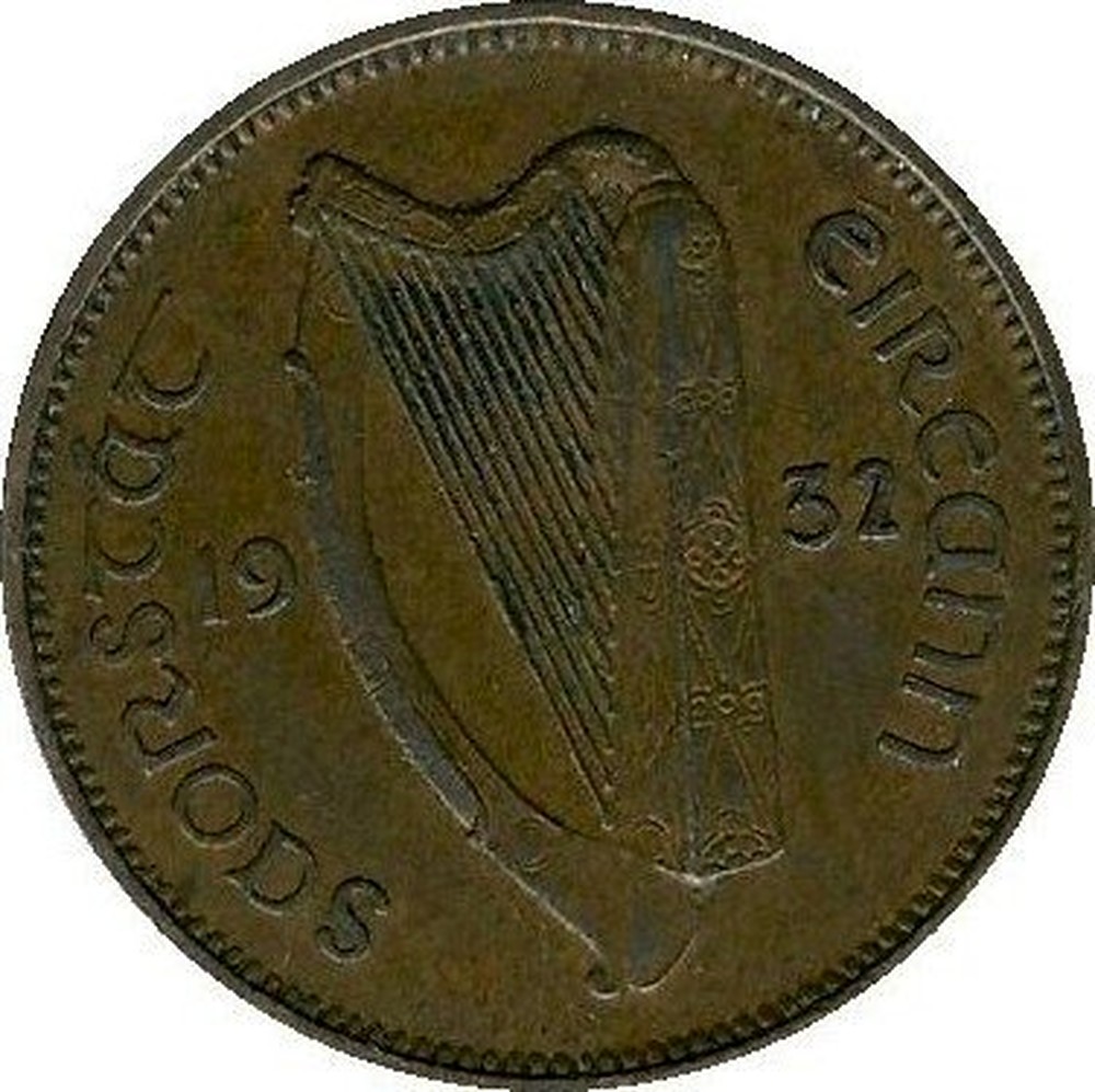Irish Farthing Sterling Coinage 1928-1937 coin value KM# 1 ...