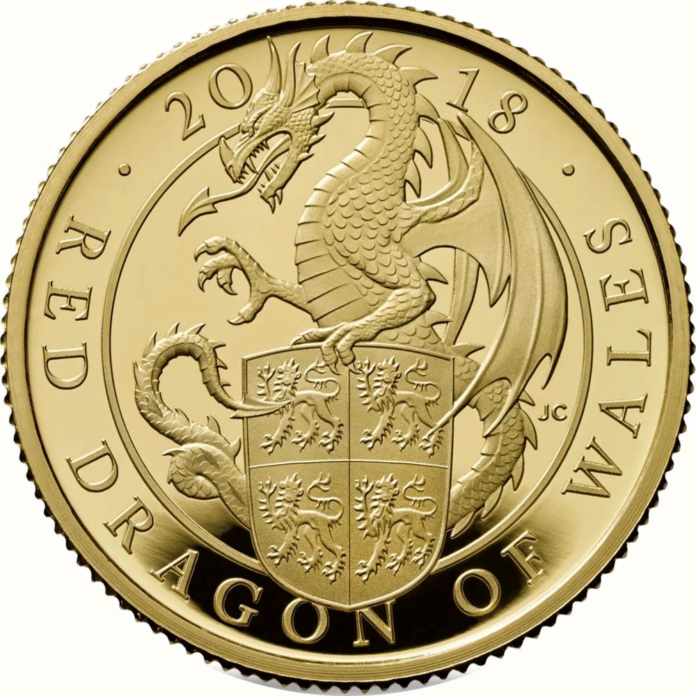 Great Britain 1 Oz Platinum 100 Pounds "Red Dragon of Wales" 2018 coin ...