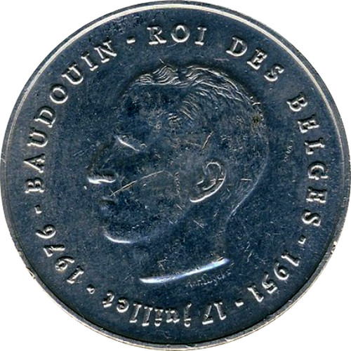 Belgian Silver 250 Francs "25 years Reign of King Baudouin" 1976 coin ...