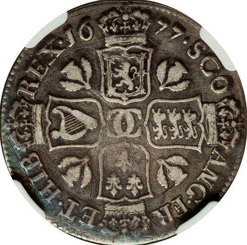 Great Britain 1/20 Oz Silver 1/4 Merk Scotland 1677-1681 coin value KM ...