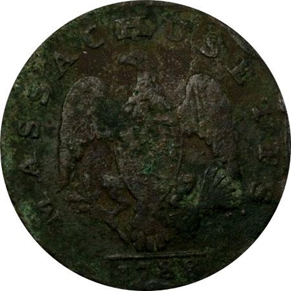 USA 1 Penny "Massachusetts Colonial Copper" 1788 coin value ...