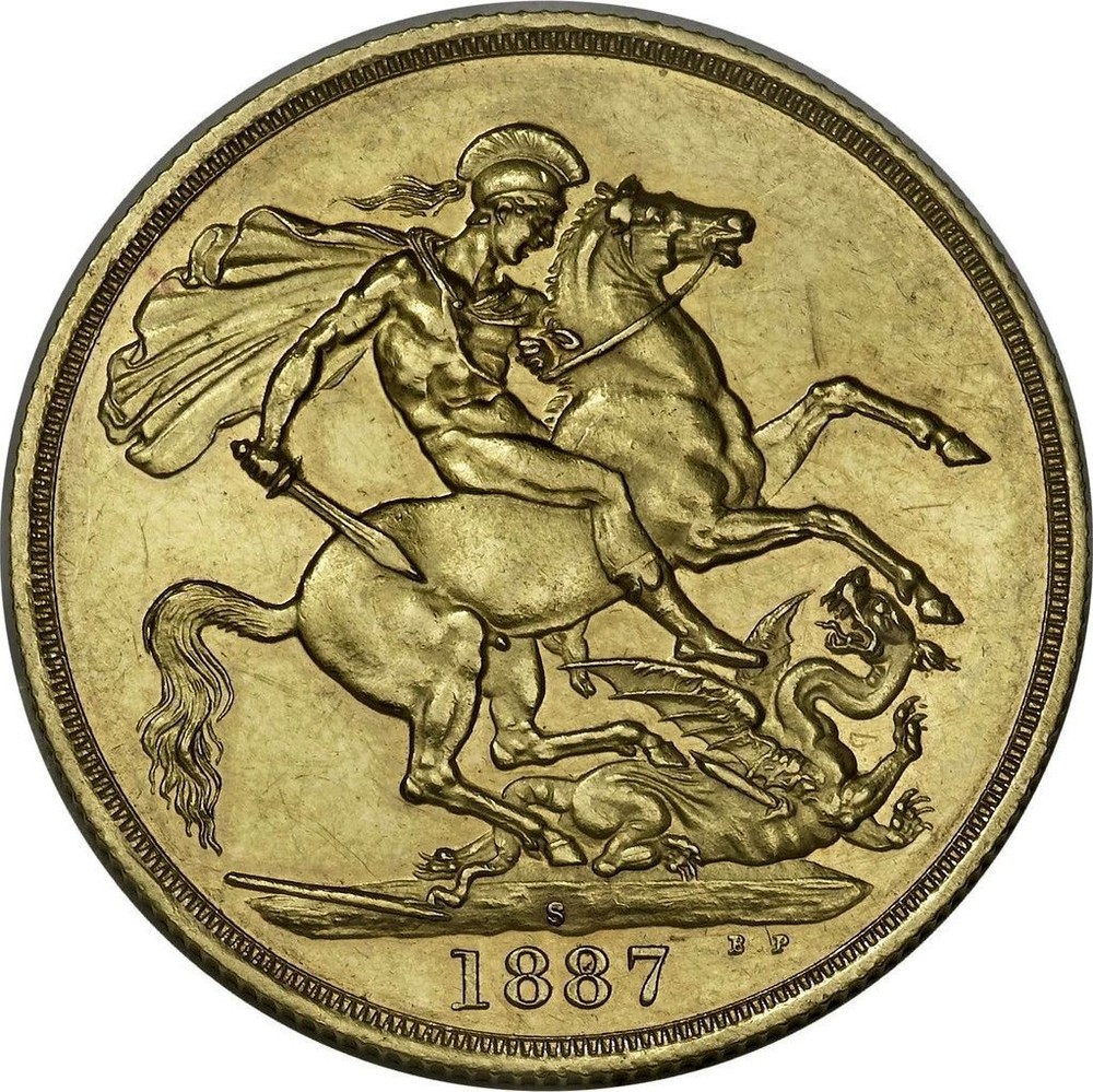 Great Britain Gold 5 Pounds "Victoria" 1887 coin value KM# 769 ...
