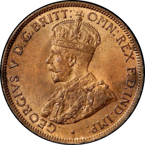 Australian One half penny "George V - Mule" 1916 coin value KM# 30 ...
