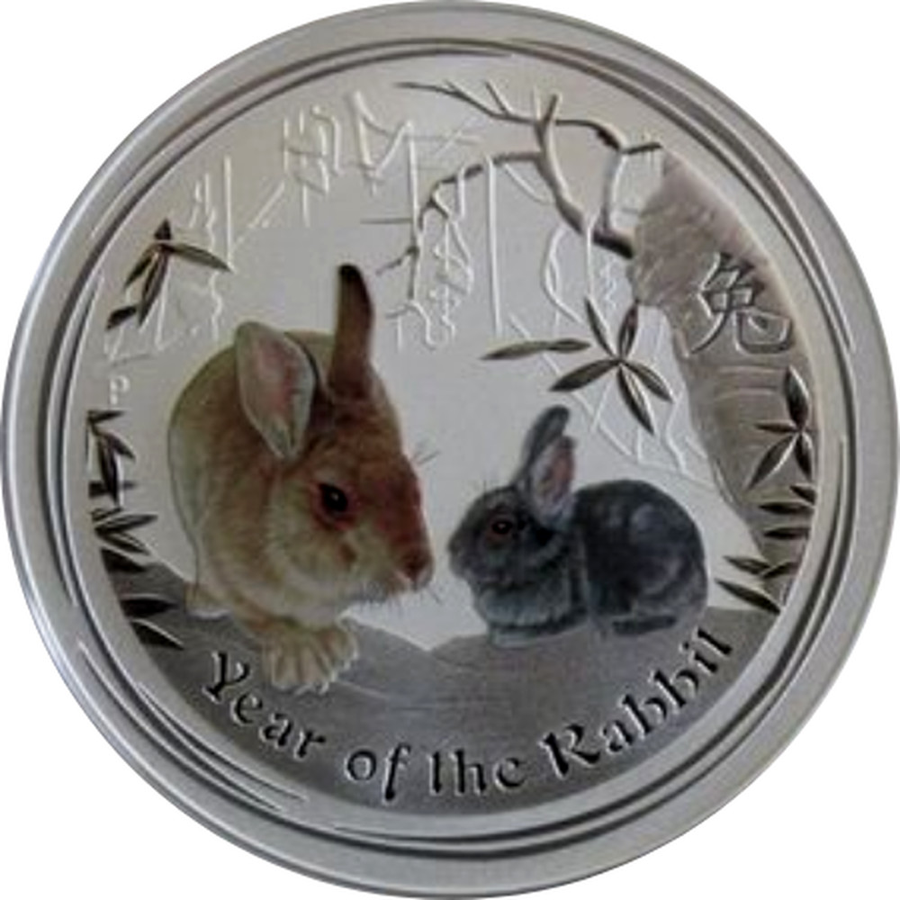 Australian 1 Oz Silver 1 Dollar "Year of the Rabbit" 2011 coin value KM ...