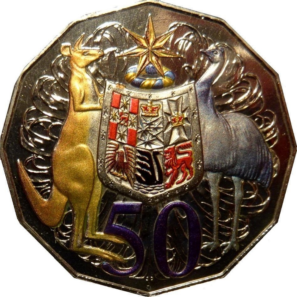 Australian Silver 50 Cents "Coat of Arms" 1966 coin value KM# 67 ...