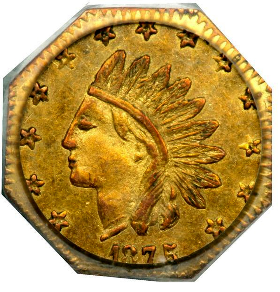 USA Gold 1 Dollar "Indian (Octagonal)" 1872-1876 coin value KM# 14.1 ...