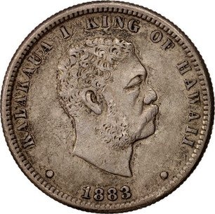 USA Silver 1/4 D "Hawaii Quarter Kalakaua I" 1883 KM# 5 | coinscatalog.NET
