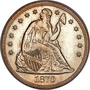 USA Silver One Dol. "Seated Liberty" 1866-1873 KM# 100 | coinscatalog.NET