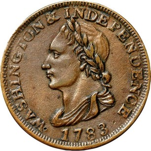 USA One Cent "Washington Portrait Piece" 1783 KM# Tn39 | coinscatalog.NET