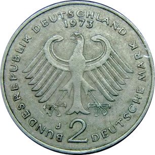 German Copper-Nickel plated Nickel 2 Mark Federal Republic / Standard ...