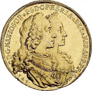 German Gold 5 Ducat Electorado / moneda de comercio 1747 km# 493 ...