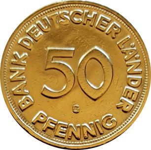 German Copper-Nickel 50 Pfennig Federal Republic / Standard Coinage ...