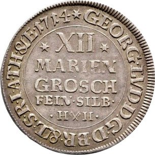 German Silver 12 Mariengroschen Brunswick-Lüneburg-Calenberg-Hannover ...