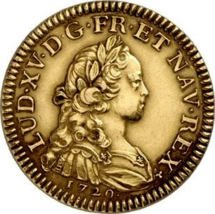 French Gold 1 Louis d'or "Louis XV Pattern" 1720 | coinscatalog.NET