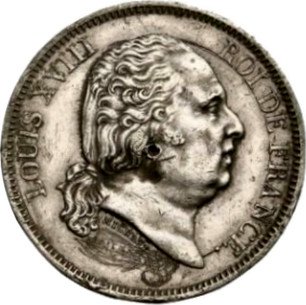 French Tin 40 Francs "Louis XVIII Pattern Uniface" 1824 | coinscatalog.NET