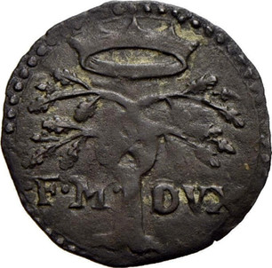 Italian Billon 1 Quattrino "Francis Maria II Eagle. Linear Legend" 1574 ...